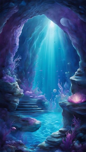 Premium Ai Image Mermaids Hidden Grotto Landscape Wallpaper