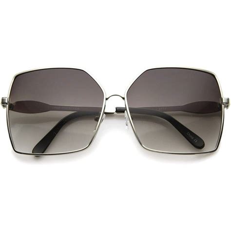 Womens Oversize Metal Frame Gradient Lens Square Sunglasses 65mm