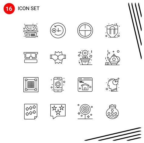 16 Thematic Vector Outlines And Editable Symbols Of Boxing Medical Badge Glasses Shield