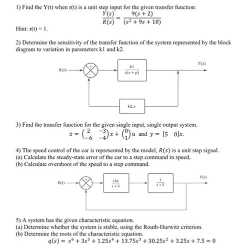 solved r s y s s2 9s 18 9 s 2 hint r t 1 2 determine