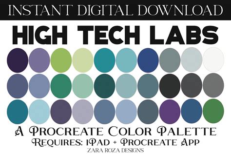High Tech Labs Procreate Color Palette Graphic By Zararozadesigns