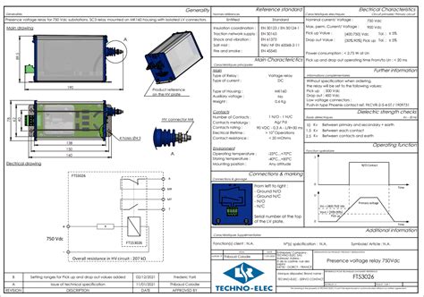 Techno Elec Catenary Voltage Detection Relay Data Sheet