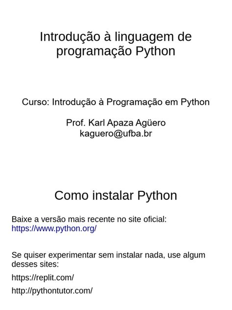 1 Introdução À Linguagem De Programação Python Pdf