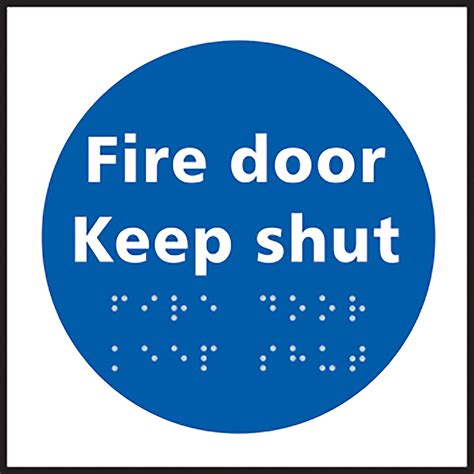 Taktyle Self Adhesive Fire Door Keep Shut Braille Sign 150mm X 150mm