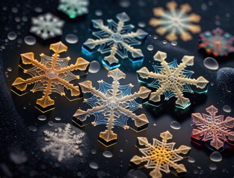 Premium Ai Image Colorful Translucent Snowflake On Dark Background Created With Generative Ai