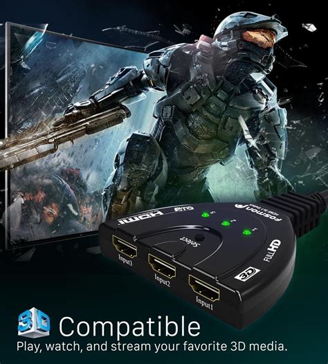 Fosmon 4k Hdmi Switch 3 In 1 Out 4k30hz 3 Port Hdmi Splitter Hub