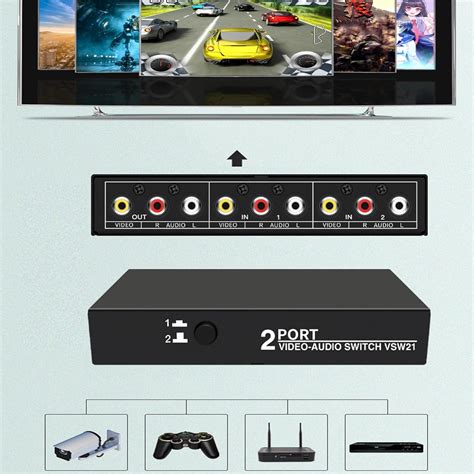 Interruptor Rca 2 En 1 Salida Video Compuesto Lr Caja Selectora De