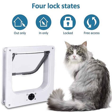 Badu Bg Куче Котка Врата с клапа с 4 посочна защитна брава Клапа Стайна врата за домашни любимци
