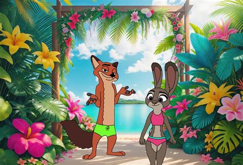 Judy Hopps And Nick Wilde In A Tropical Paradise By Spencercicotte On Deviantart
