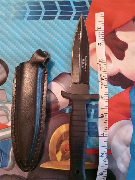 Smith And Wesson Hrt Boot Dagger Knife Fixed Blade W Leather Sheath