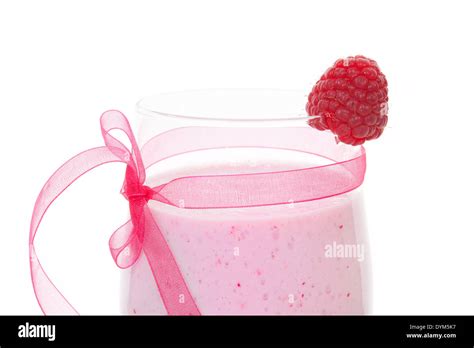 Luxurious Raspberry Milkshake Detail Decorated With Pink Ribbon And