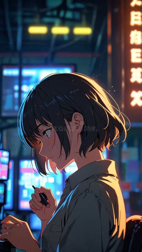 Lo Fi Wallpaper Of Girl In 8k Stock Illustration Illustration Of
