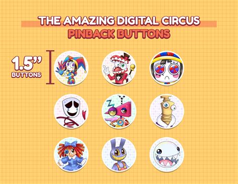 Digital Circus Button Set Pinback Buttons The Amazing Digital Circus 9