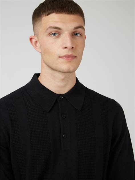 Ben Sherman Long Sleeve Textured Knit Polo Ben Sherman