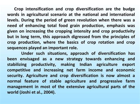 Crop Diversification For Sustainable Agriculture