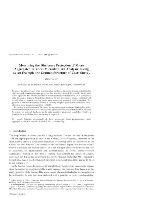 pdf measuring the disclosure protection of micro aggregated business