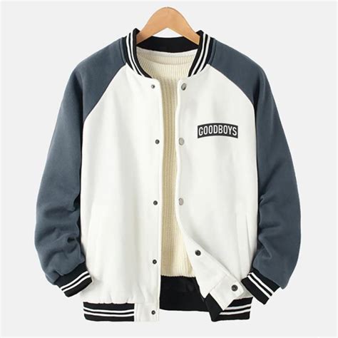 Jaket Varsity Hoodie Jaket Baseball Bomber Kancing Pria Wanita Jumbo