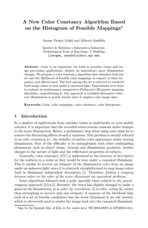 Pdf A New Color Constancy Algorithm Based On The Histogram Of Feasible Mappings