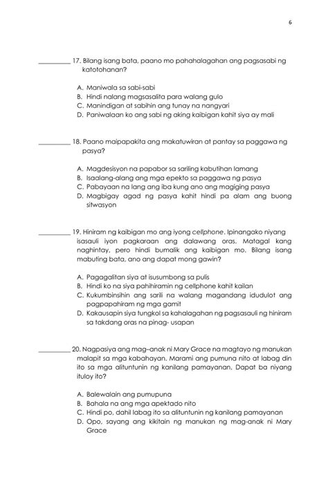 Diagnostic Test In Esp 2 Part 1 Worksheet Artofit