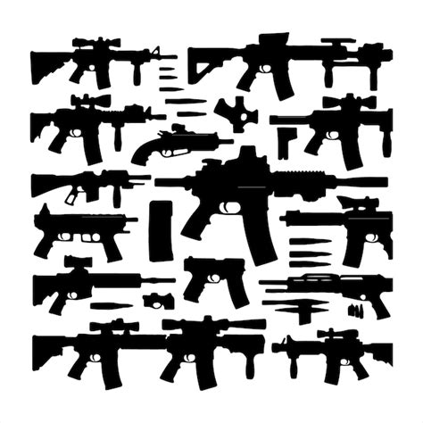 Premium Vector Assault Rifle Silhouette On A White Background