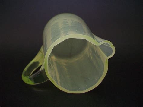 Antique Opalescent Vaseline Glass Cream Pitcher Unsigned Usa