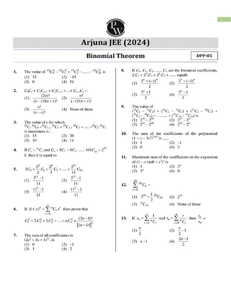 Binomial Theorem Dpp 05 Pdf