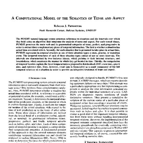 A Computational Model Of The Semantics Of Tense And Aspect Acl Anthology
