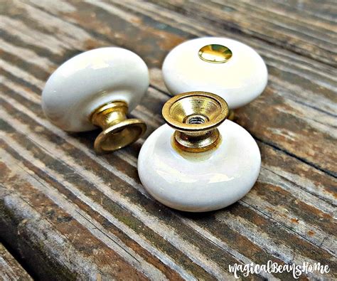 Keeler Brass Co Off White Ceramic Knobs Wgold Accents Magical Beans Home