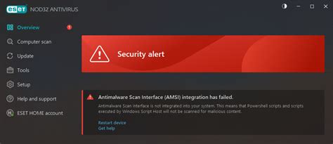 Antimalware Scan Interface AMSI Integration Has Failed ESET NOD32 Antivirus ESET Security