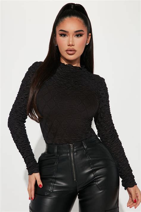 Stay Awhile Textured Bodysuit Black Fashion Nova Bodysuits
