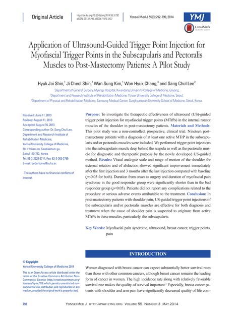 Pdf Application Of Ultrasound Guided Trigger Point Injection For