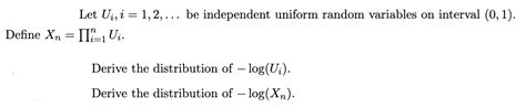 Solved Let Uii12 Be Independent Uniform Random