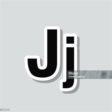 Letter J Uppercase And Lowercase Icon Sticker On Gray Background Stock