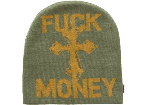 Supreme Fuck Money Beanie Green Fw24 Mx