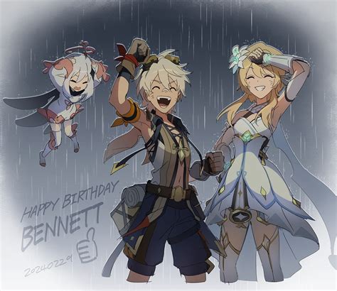 Lumine Paimon And Bennett Genshin Impact Drawn By Angduuuughost