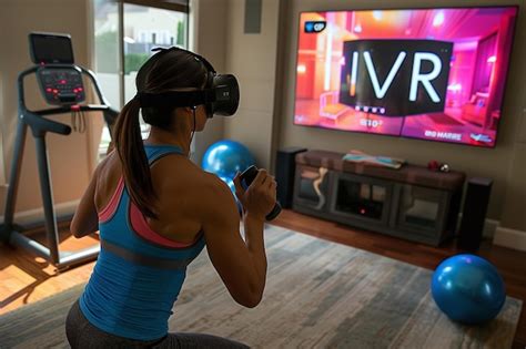 Premium Photo Engaged In Vr Fitness Home Exercise With Virtual Reality