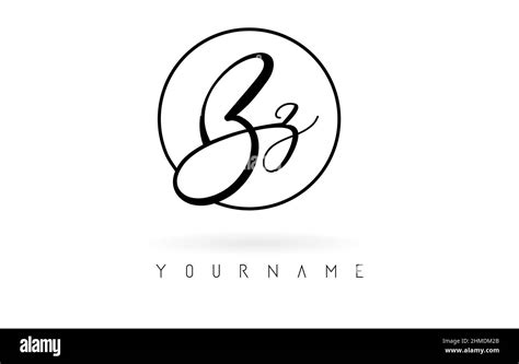 Handwritten Letters Bz Logo Design With Simple Circle Vector Illustration Creative Icon With