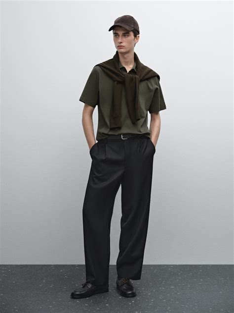Short Sleeve Cotton Polo Shirt With Placket · Dark Green Cream Dark