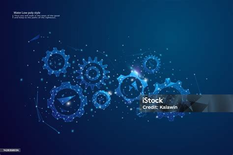 짙은 파란색의 추상 벡터 기어 휠 톱니 바퀴 및 기어 휠 메커니즘 와이어 프레임 공학 또는 기계 기술 개념 기어 기계 부분에 대한 스톡 벡터 아트 및 기타 이미지 Istock