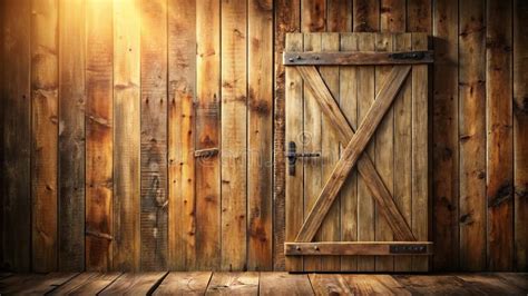 Rustic Wooden Door And Wall Interior Design Element Generative Ai Stock Illustration