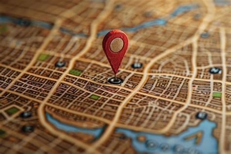 Premium Photo A Red Pin On The Navigator Map Showing The Location In