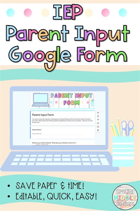 Iep Parent Guardian Input Digital And Printable Forms Special Education Organization Special