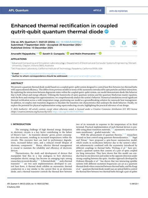 Pdf Enhanced Thermal Rectification In Coupled Qutrit Qubit Quantum Thermal Diode