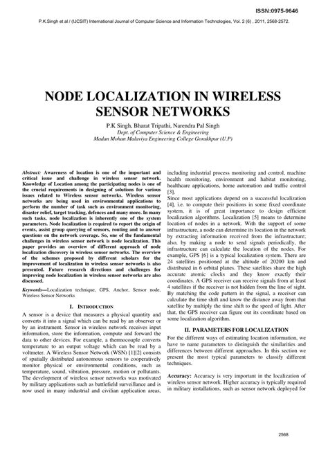 Pdf Node Localization For Wireless Sensor Networks