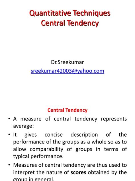 Quantitative Techniques By Dr Shreekumar Pdf Arithmetic Mean Median
