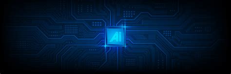 Ai 인공 지능 칩셋은 미래 기술 아트워크 웹 배너 추상 배경 벡터 일러스트레이션에 적합한 미래 개념의 회로 기판에 있습니다