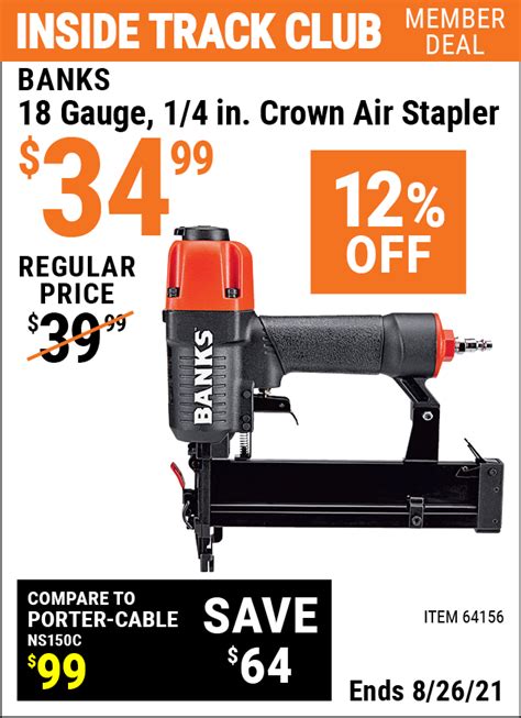 Banks 18 Gauge 1 4 In Crown Air Stapler Item 64156 Harbor Freight