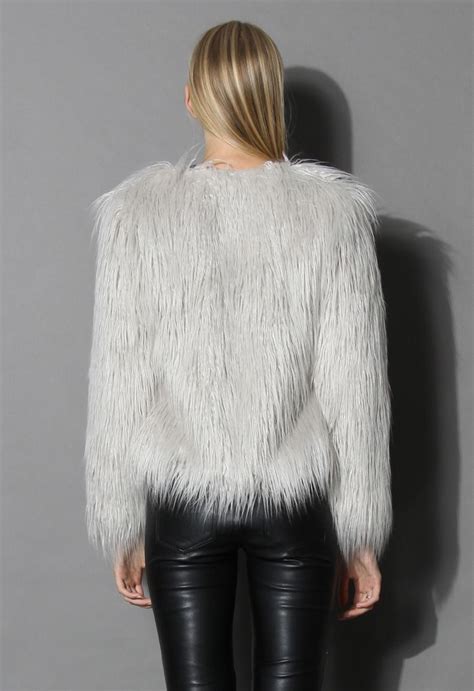 My Chic Faux Fur Coat In Silver Retro Indie And Unique Fashion