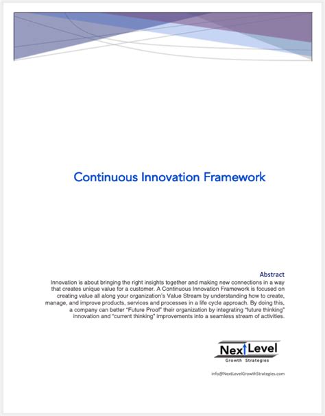 Continuous Innovation Framework Brochure Next Level Growth Strategies