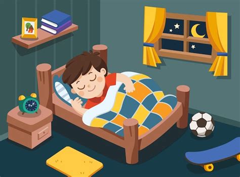 Un Petit Garçon Qui Dort Sur Les Rêves De Ce Soir Vecteur Premium